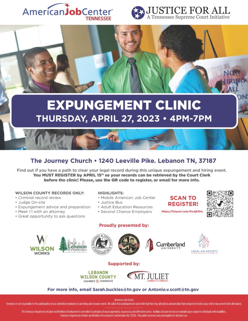 Wilson County Expungement Clinic - Justice For All TN